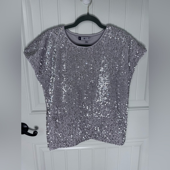 Jennifer Lopez | Tops | Silver Gray Lavender Sequin Top Jennifer Lopez ...